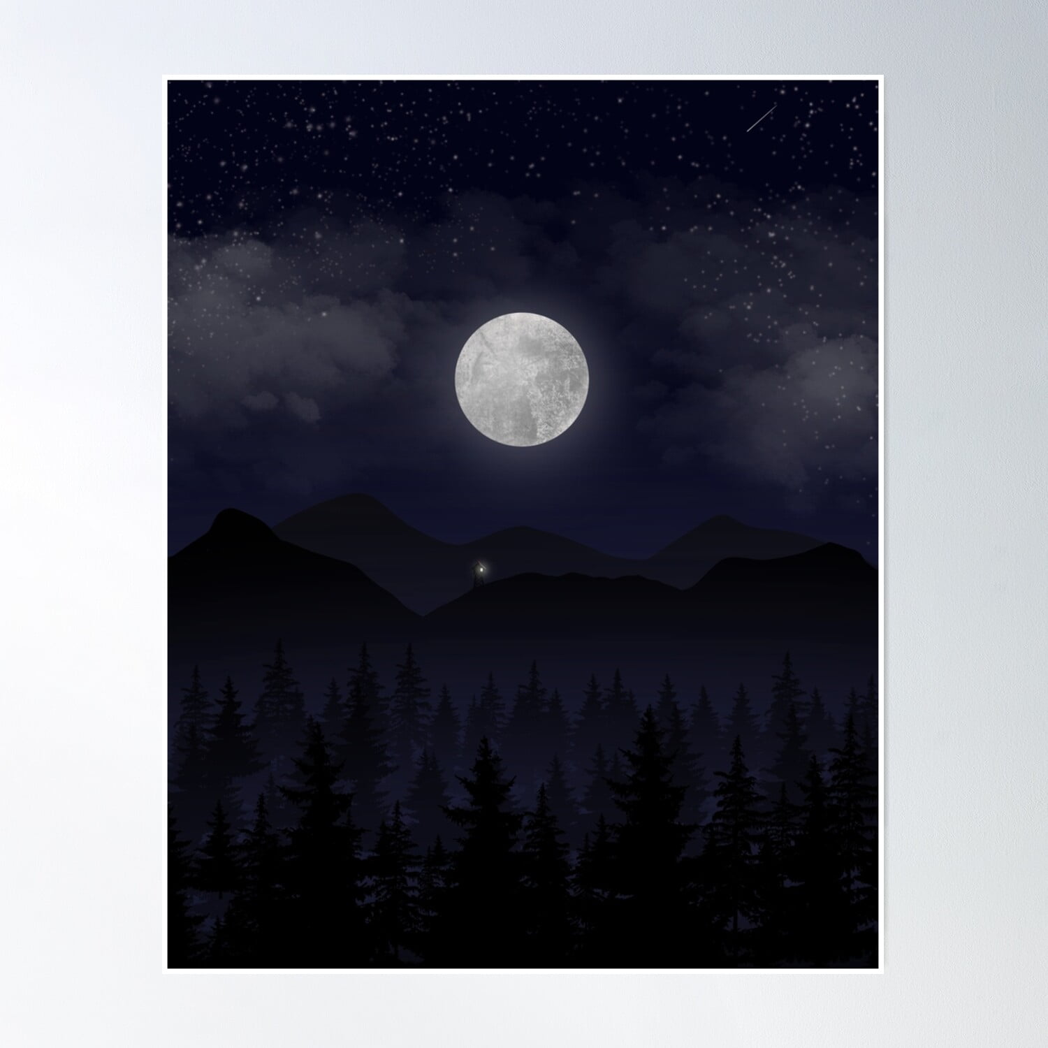 Moonlight Over The Watchtower Poster Wall Art, Modern Wall Decor, 8x12 ...