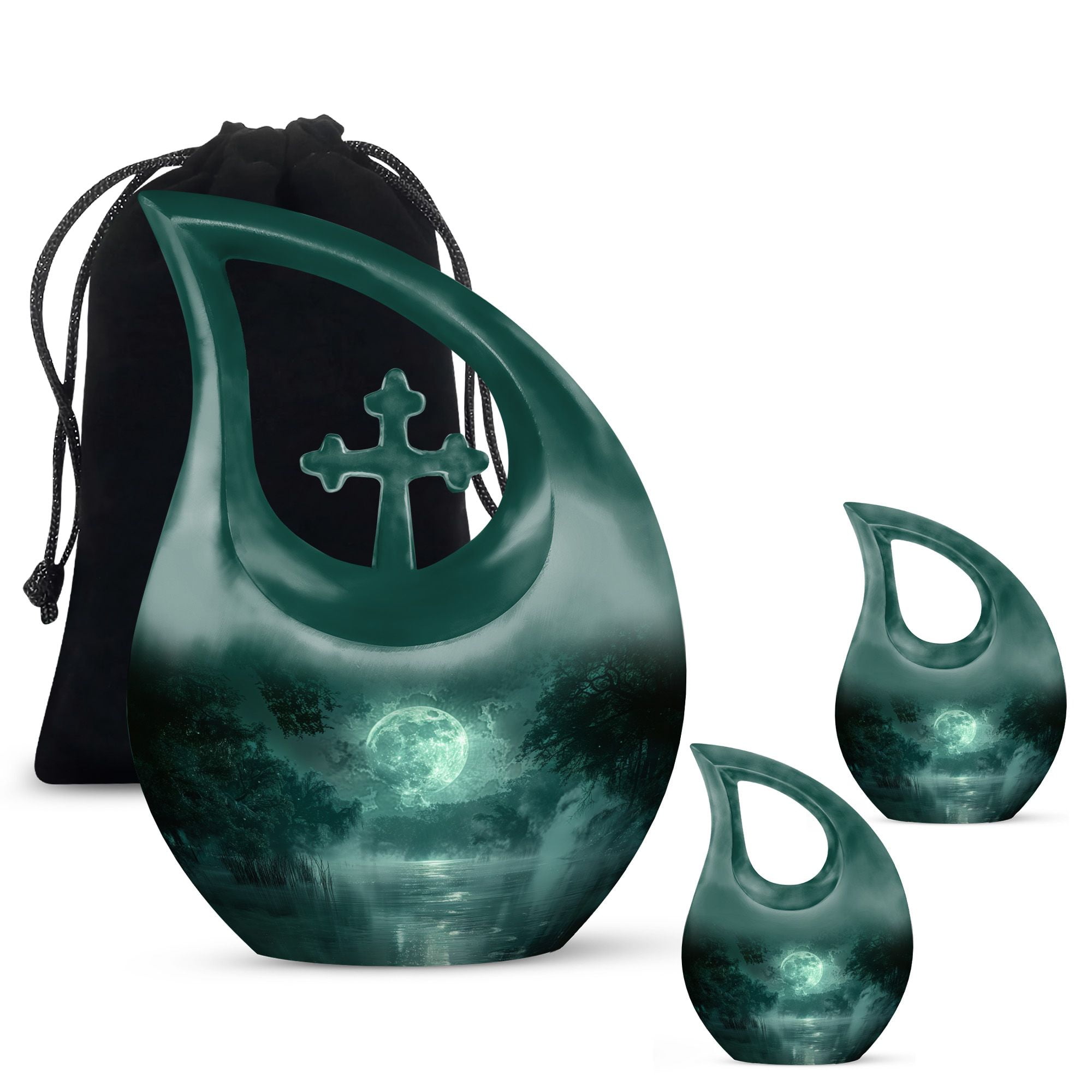 Moonlight Shrouding Enchanted Forest Urn - Burial Urns For Human Ashes ...