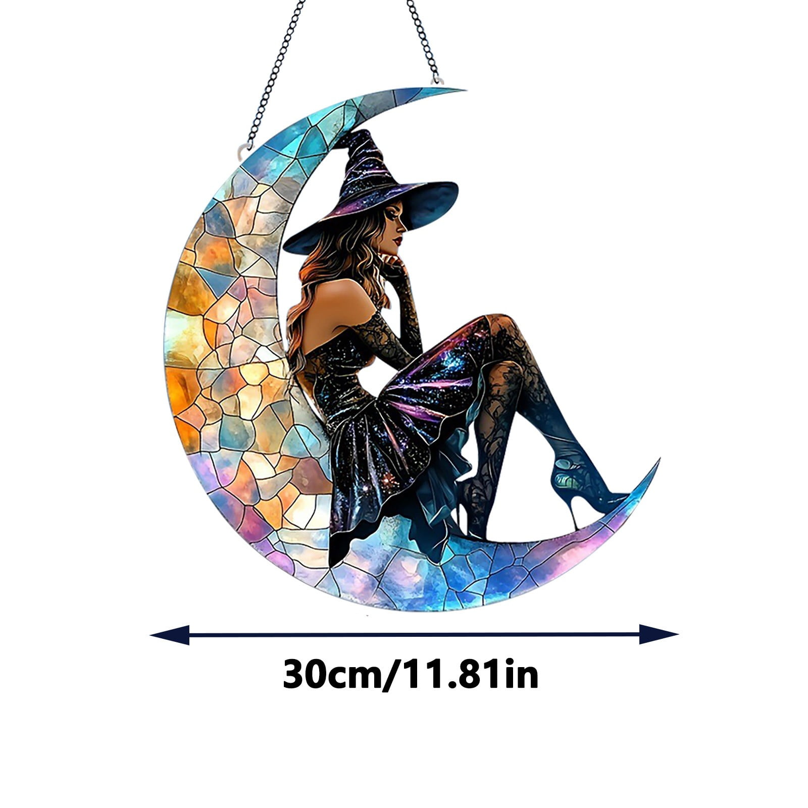 Moonlight Witch Acrylic Stained Glass Window Hanging Sun Catcher Decor ...
