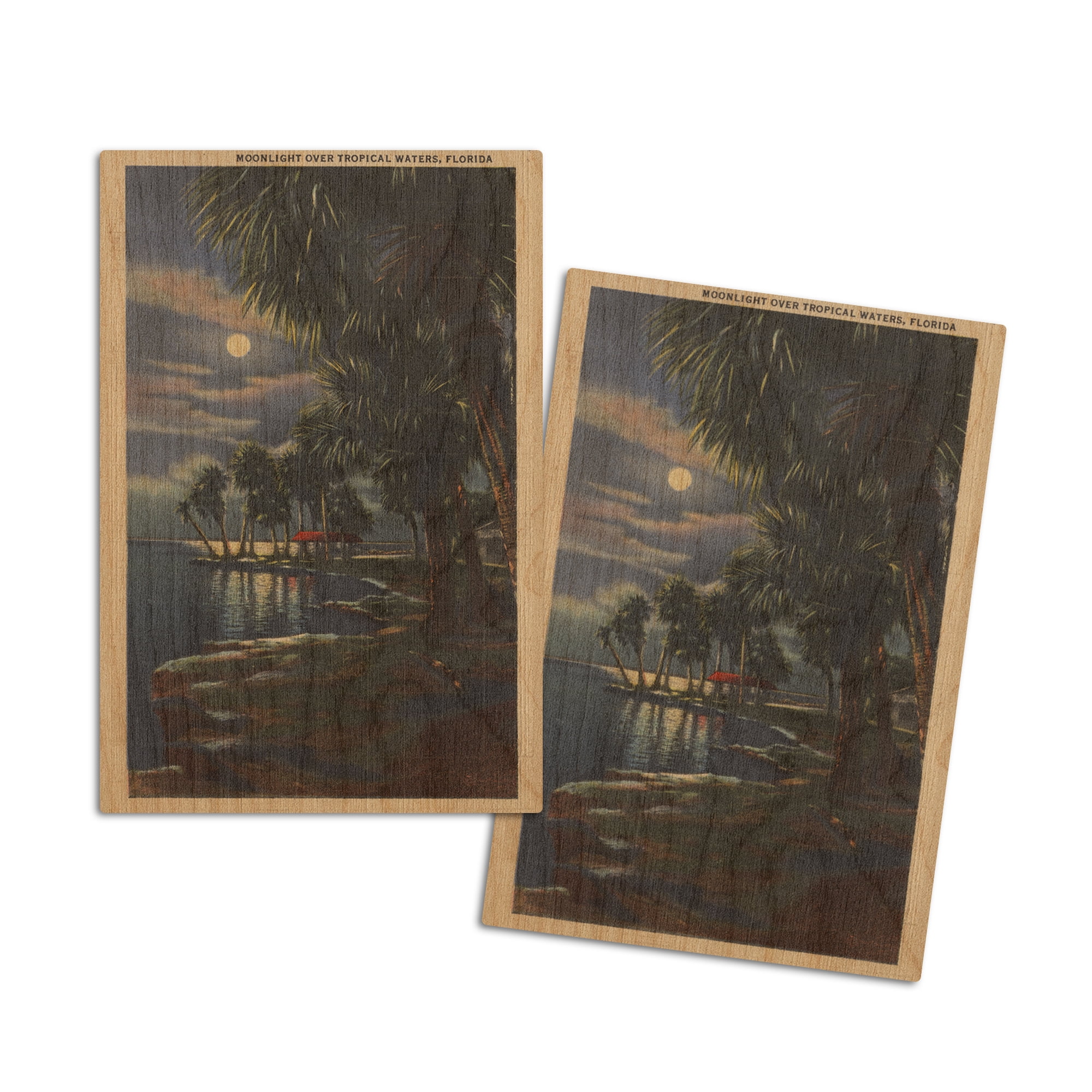 Moonlight on a Florida Beach (4x6 Birch Wood Postcards, 2-Pack ...