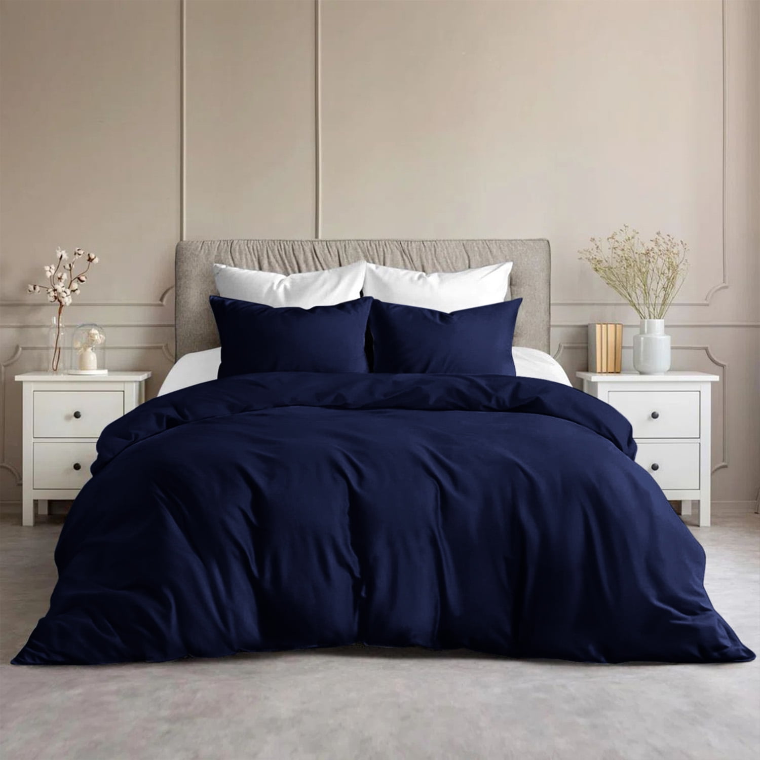Moonlight20015 3 PC Duvet Cover Set King Size Plain Button Closer Soft ...