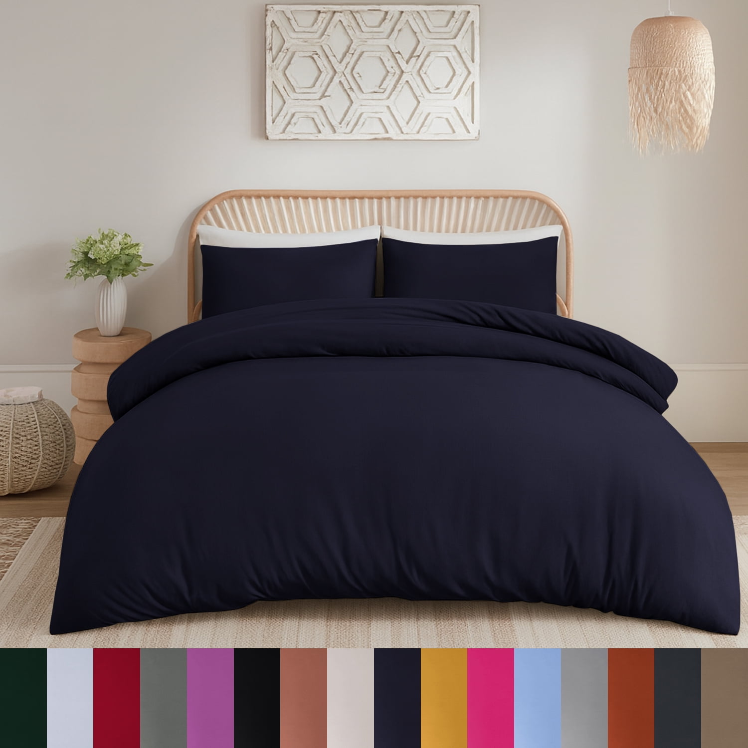Moonlight20015 3 PC Duvet Cover Set Queen Size Plain Button Closer Soft ...