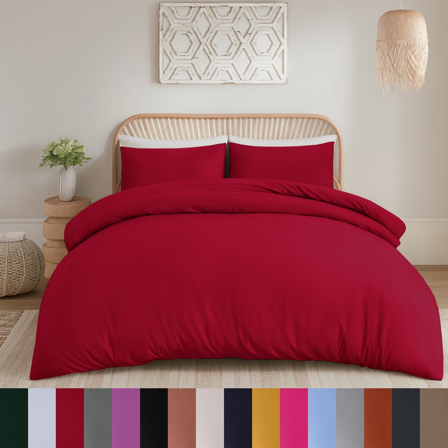 Moonlight20015 3 PC Duvet Cover Set Queen Size Plain Button Closer Soft ...