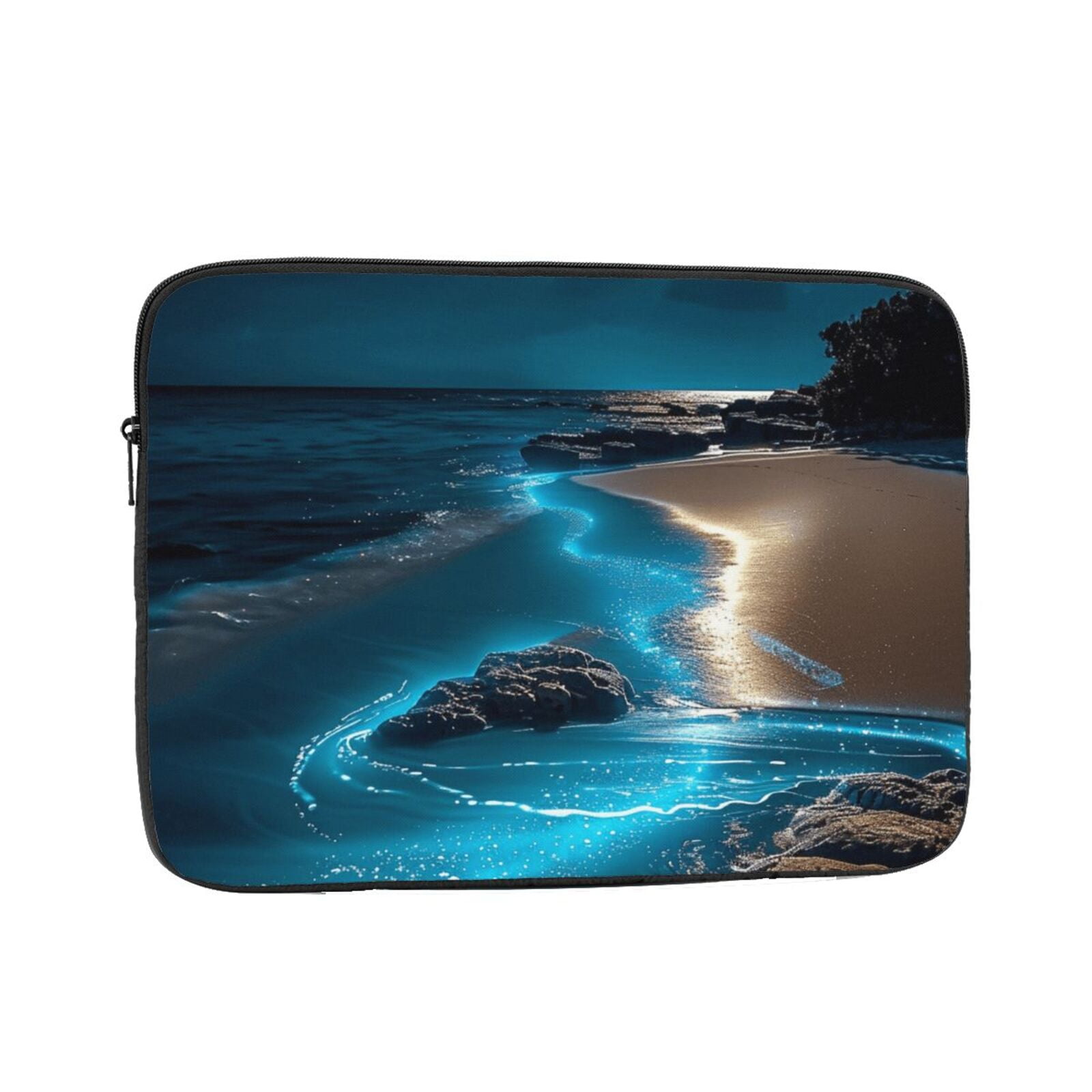 Moonlit Bioluminescent Beach liner bag with pocket for laptops and ...