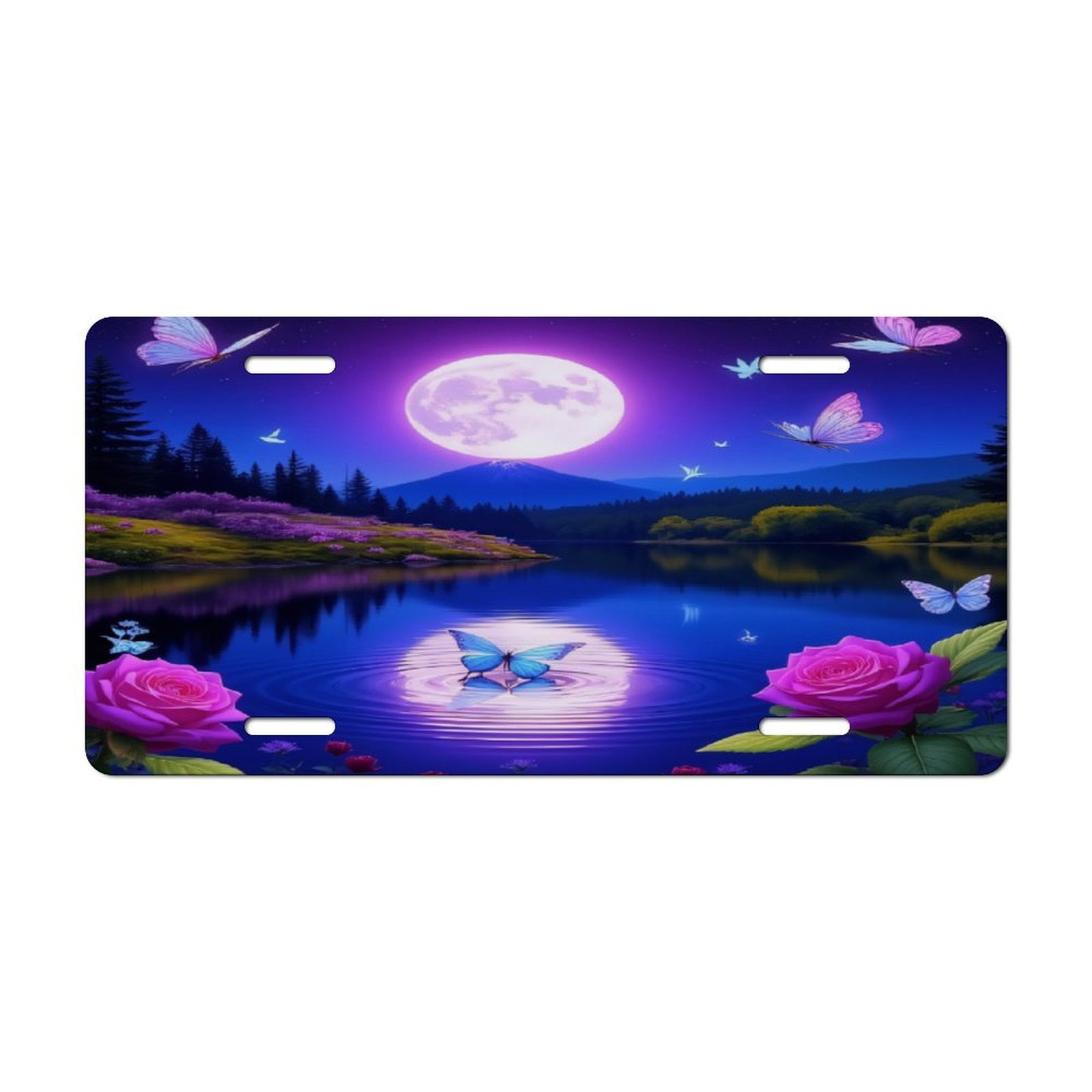 Moonlit Butterfly Garden Car Decorative Front License Plate,Vanity Tag ...