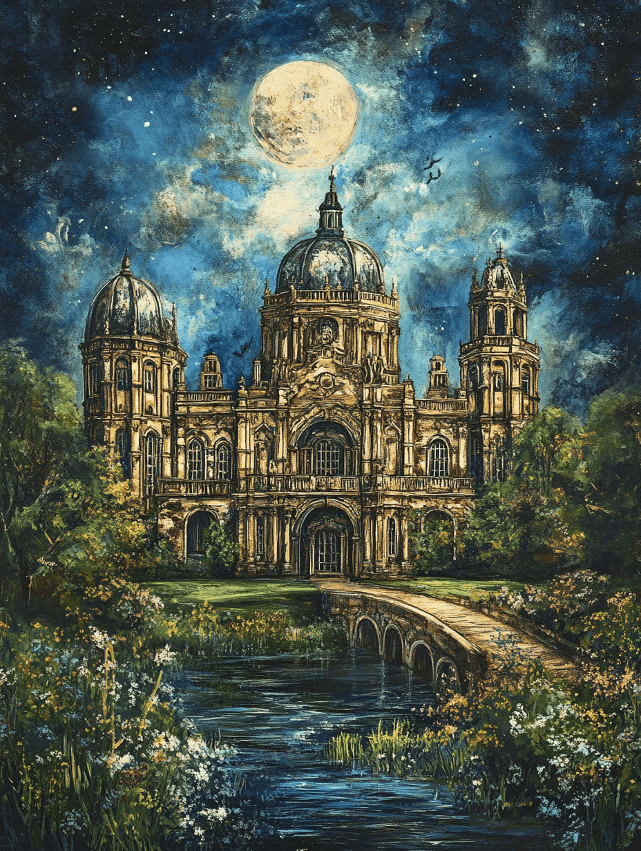 Moonlit Castle Canvas Print/Wall Art， Perfect for Living Room， Bedroom ...