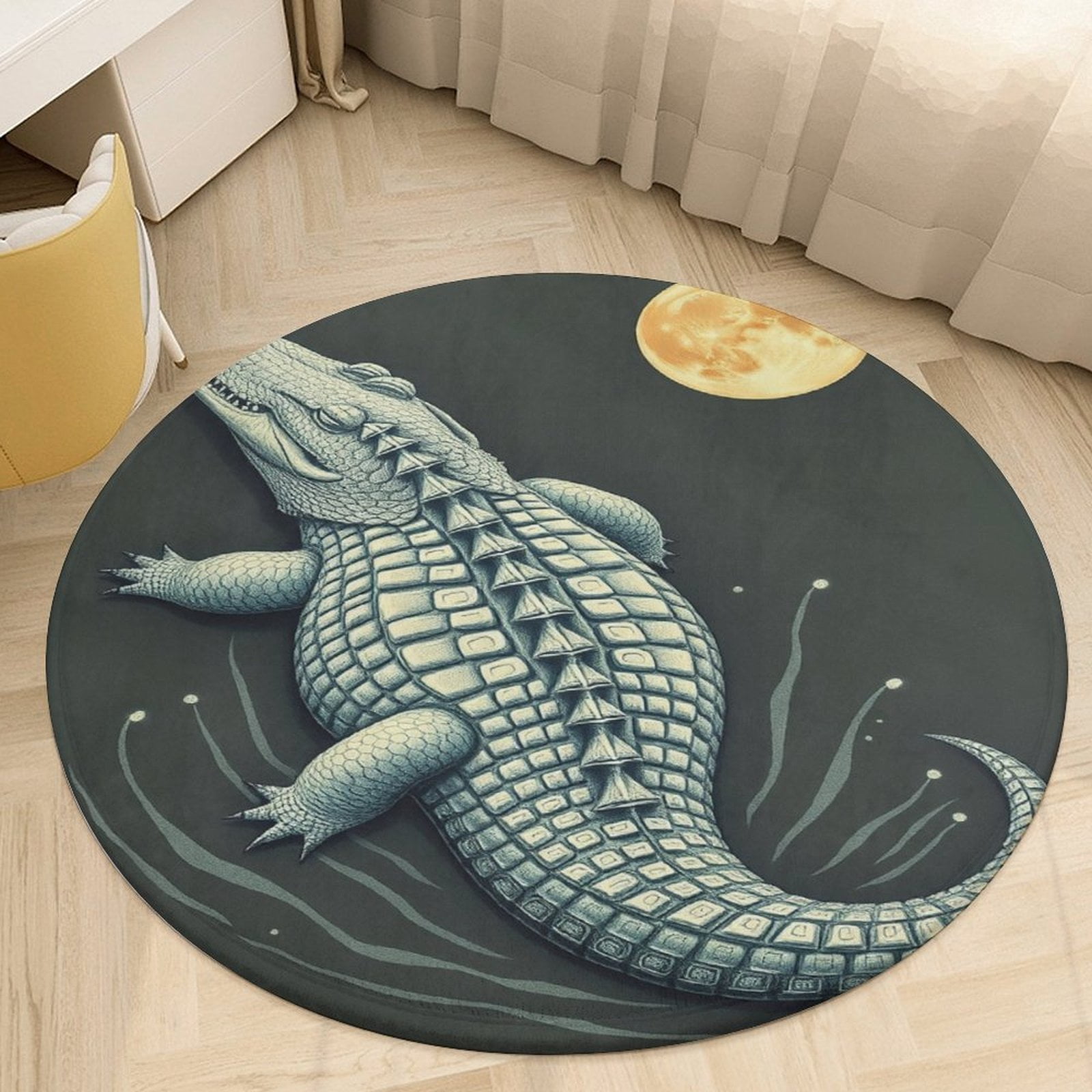 Moonlit Crocodile Dreams Round Carpets Modern Living Room Ration Rugs Large Area Bedroom R ...