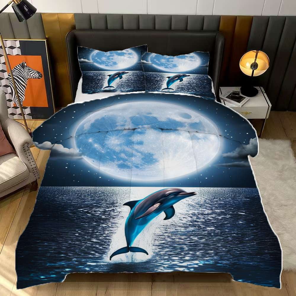 Moonlit Dolphin Leap Comforter Set King Size Bedding Set For Travl ...
