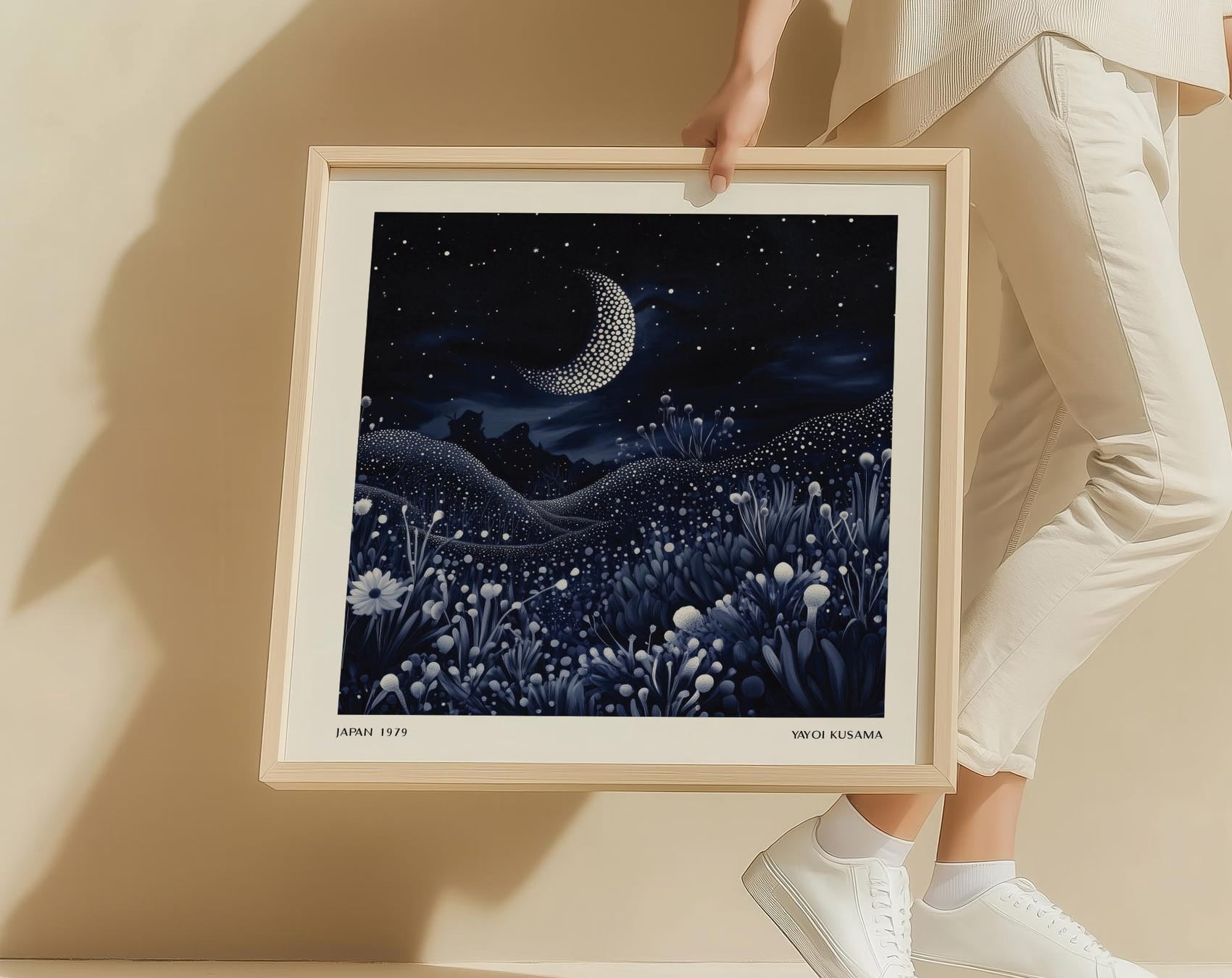 Moonlit Dreamscape Wall Art | Yayoi Kusama Inspired Night Sky Poster ...