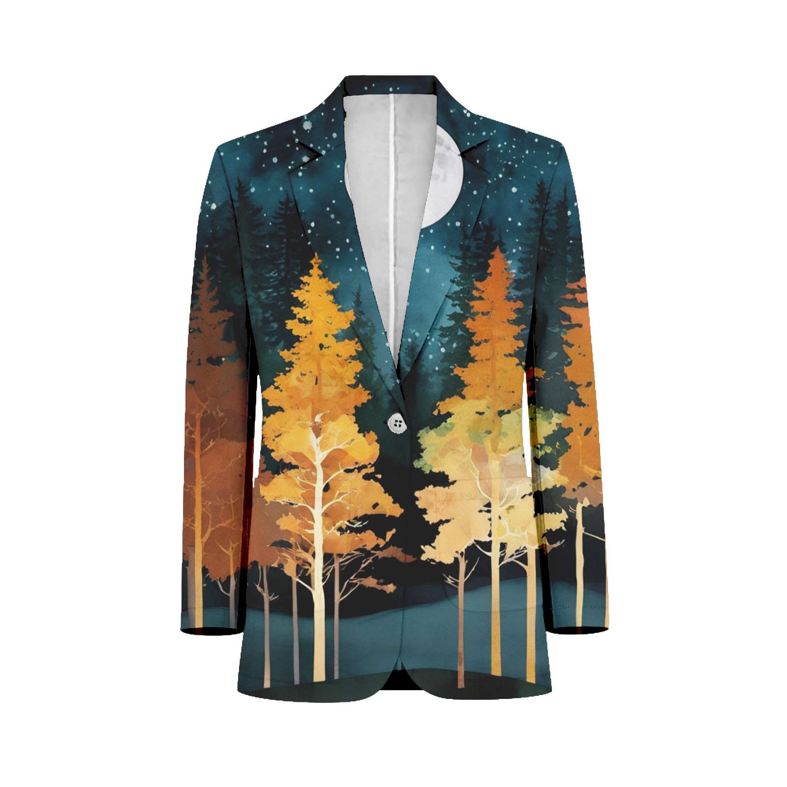 Moonlit Forest Night Mens Suits Shawl Collar Slim Fit Suit Mens Groom ...