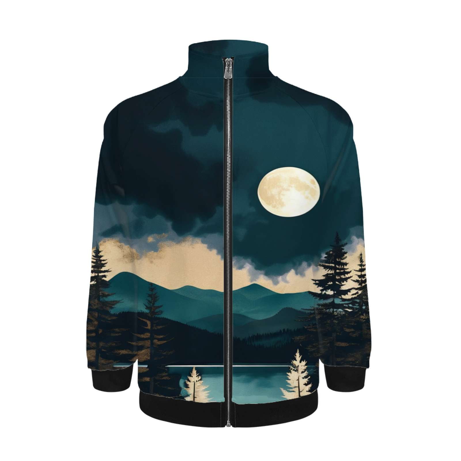 Moonlit Forest Night Scene Jacket Men's Street Cool Long Sleeves Coat ...