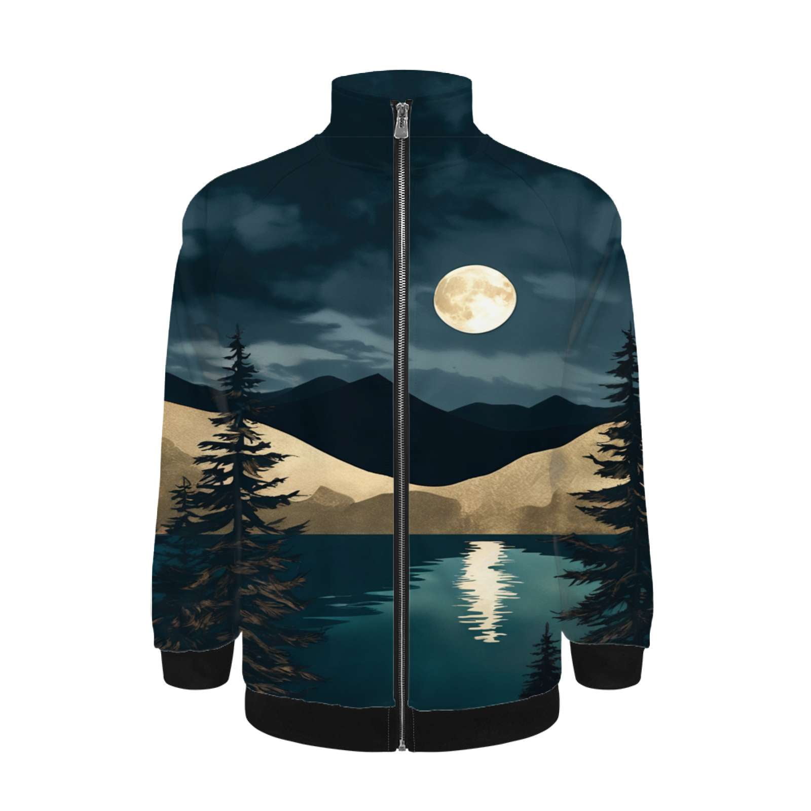 Moonlit Forest Night Scene Jacket Men's Street Cool Long Sleeves Coat ...