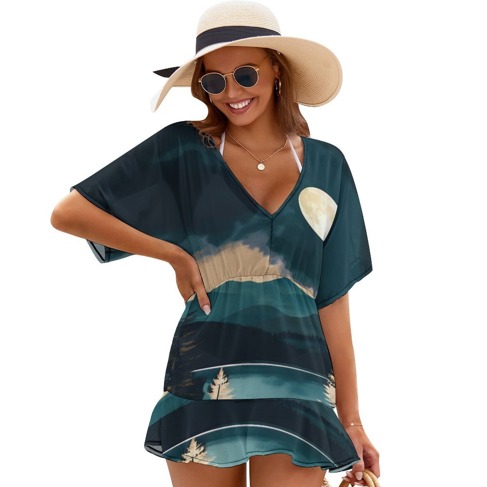 Moonlit Forest Night Scene Women's Luxury Party Dress Evening Dresses ...