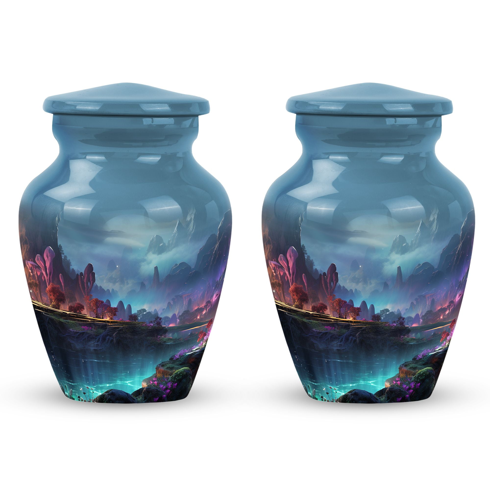 Moonlit Forest Painting Urn - Dual Set For Adult - 3-Inch Urns For Both ...