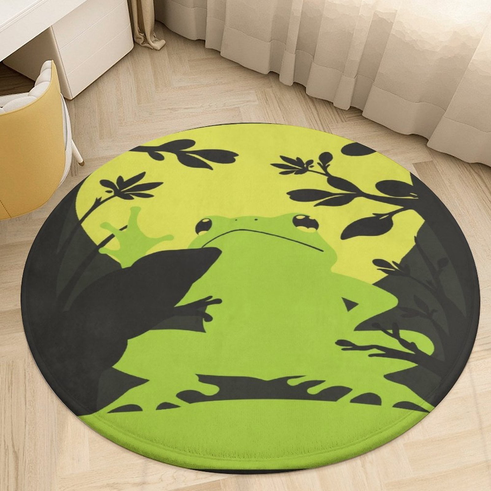 Moonlit Frog Silhouette Round Carpets Modern Living Room Ration Rugs ...