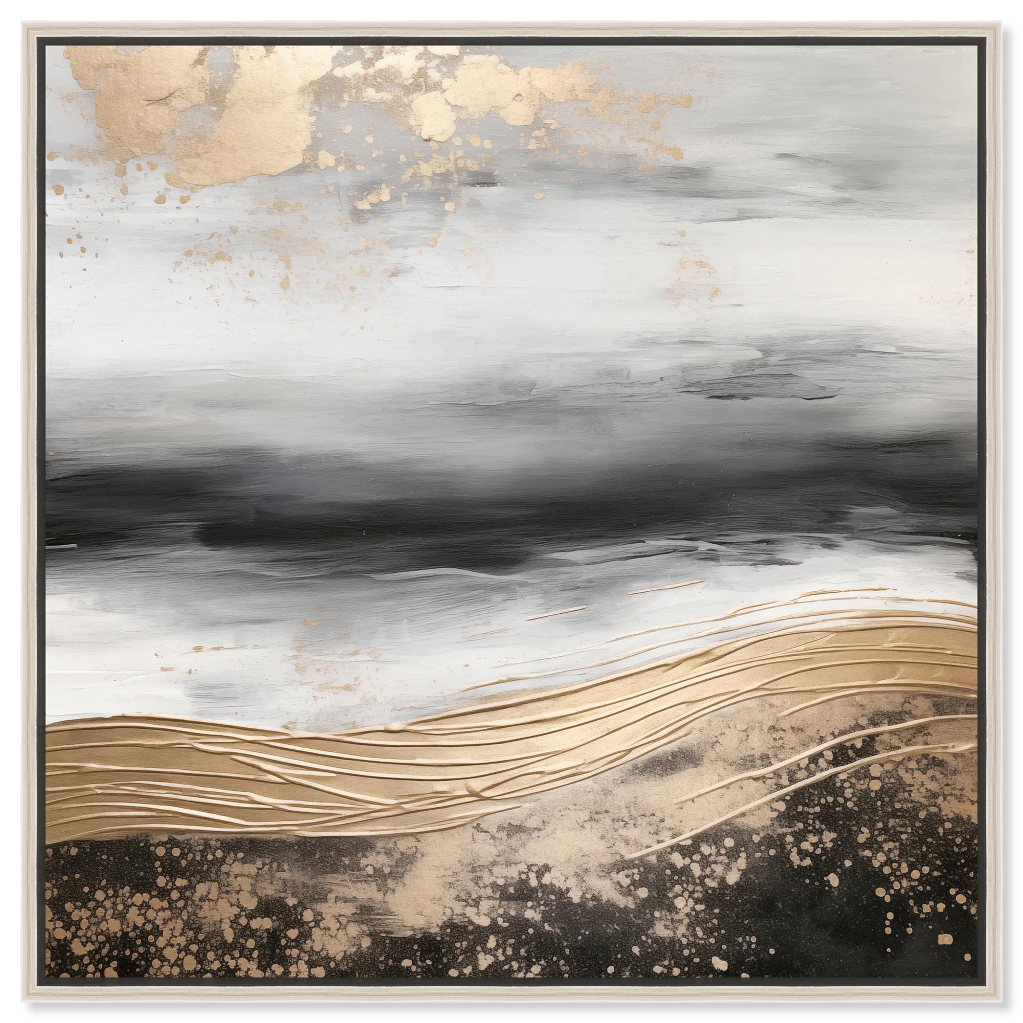 Moonlit Gold Canvas Golden Lux Art by Art Remedy, Silver Frame, 12 x 12 ...