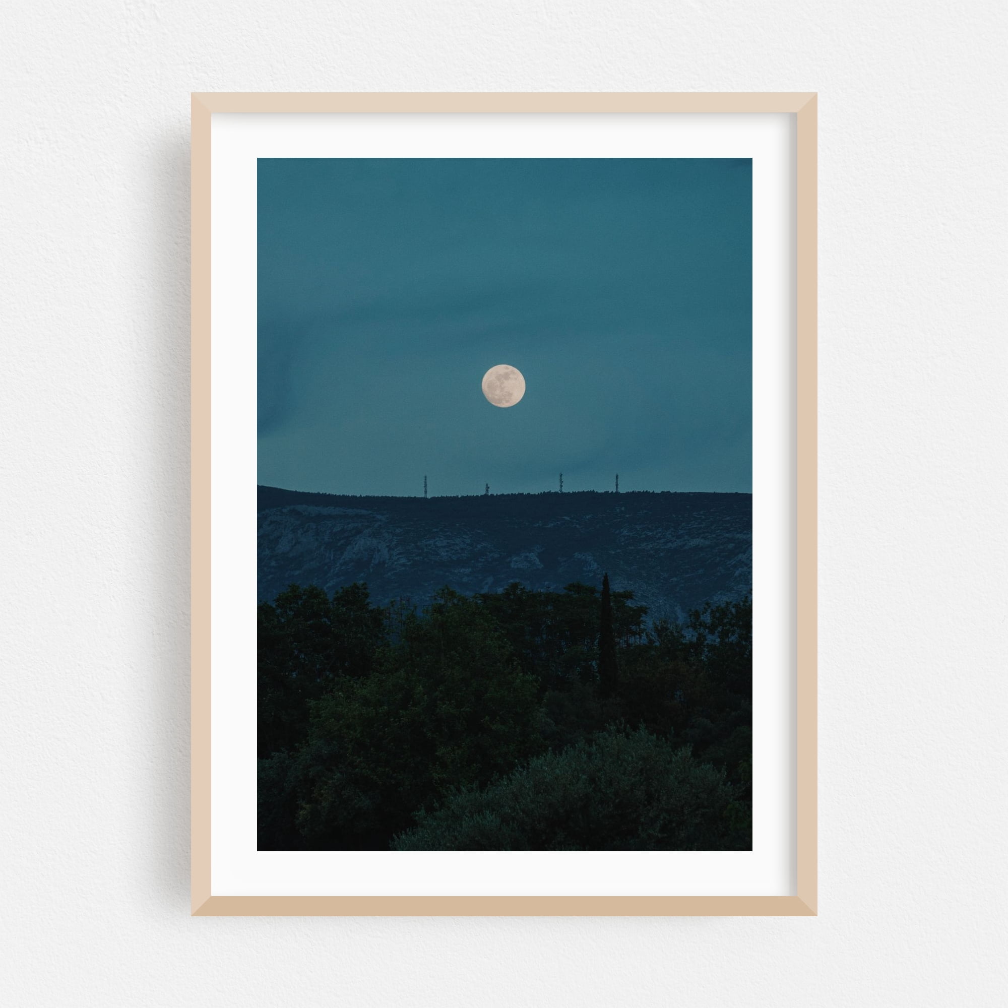 Moonlit Horizon - Athens Greece Photography Moon Night Sky Landscape ...