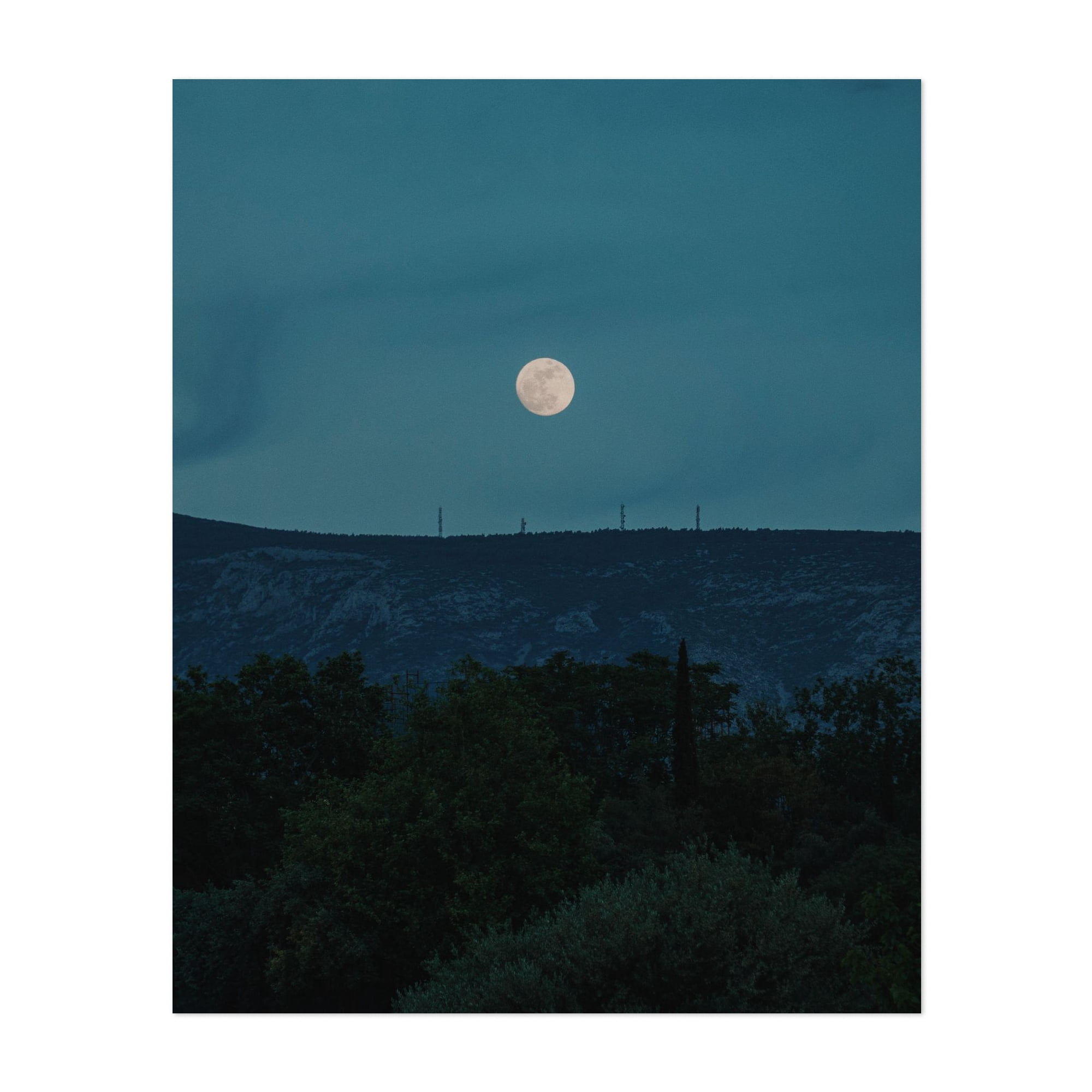 Moonlit Horizon - Athens Greece Photography Moon Night Sky Landscape ...