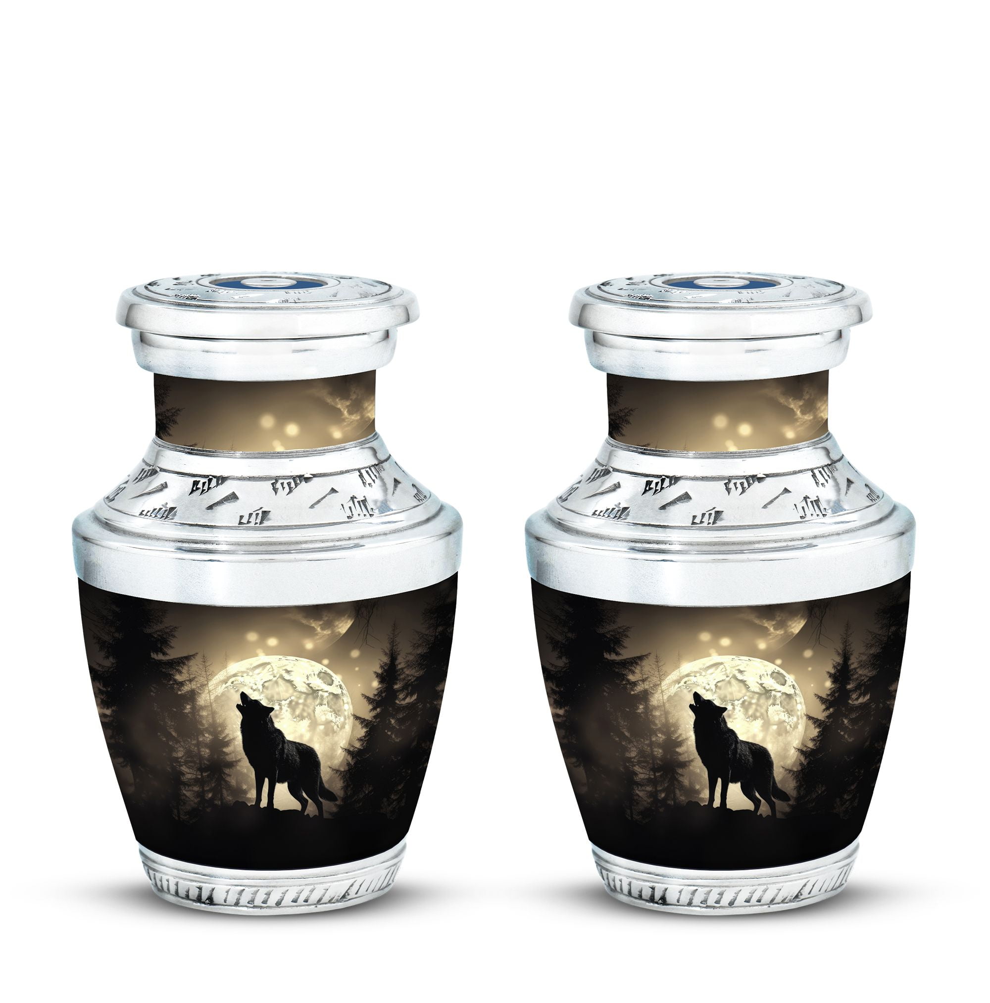 Moonlit Howl Noble Tribute Miniature Urn - Classic Small Memorial for Adult Remembrance Funeral ...