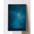 Moonlit Migration Minimalist Flying Birds Night Sky Moody Blue Abstract ...