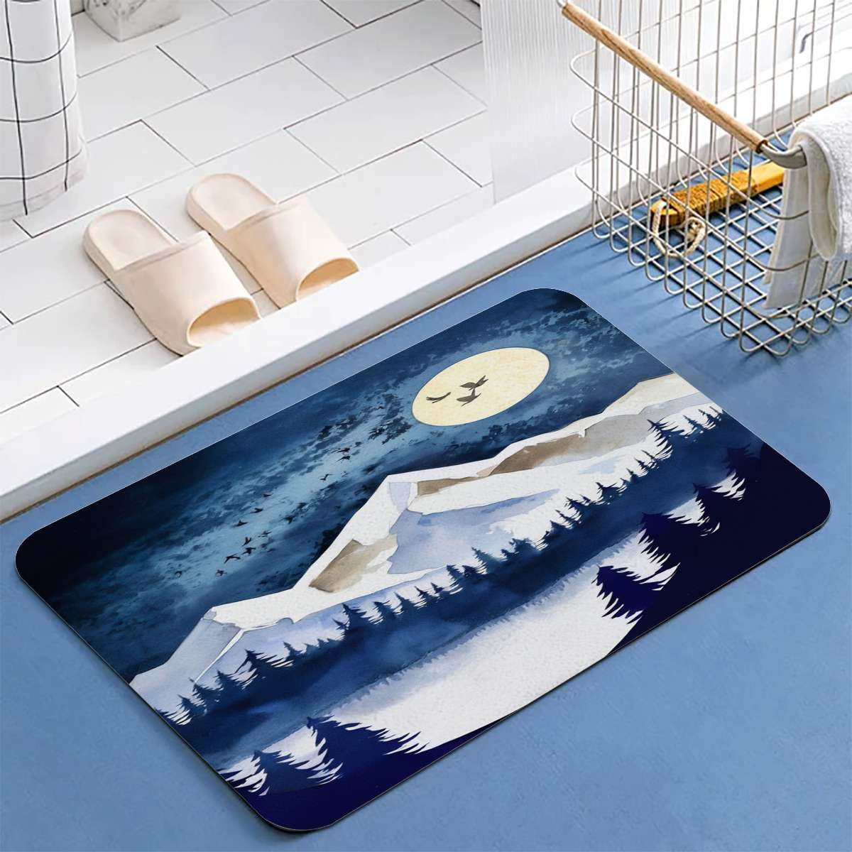 Moonlit Mountain Reflections Diatomite Bath Mats Bathroom Absorbent ...