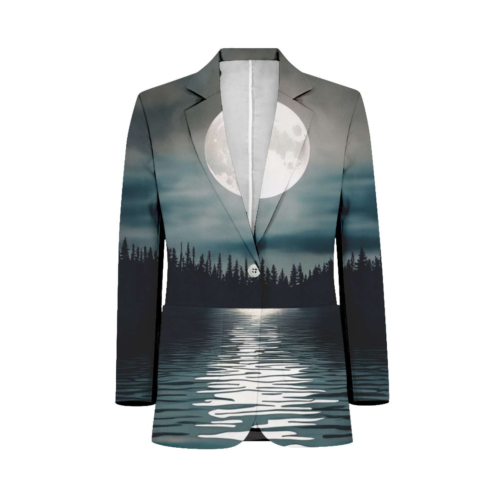 Moonlit Mountain Reflections Mens Suits Shawl Collar Slim Fit Suit Mens ...