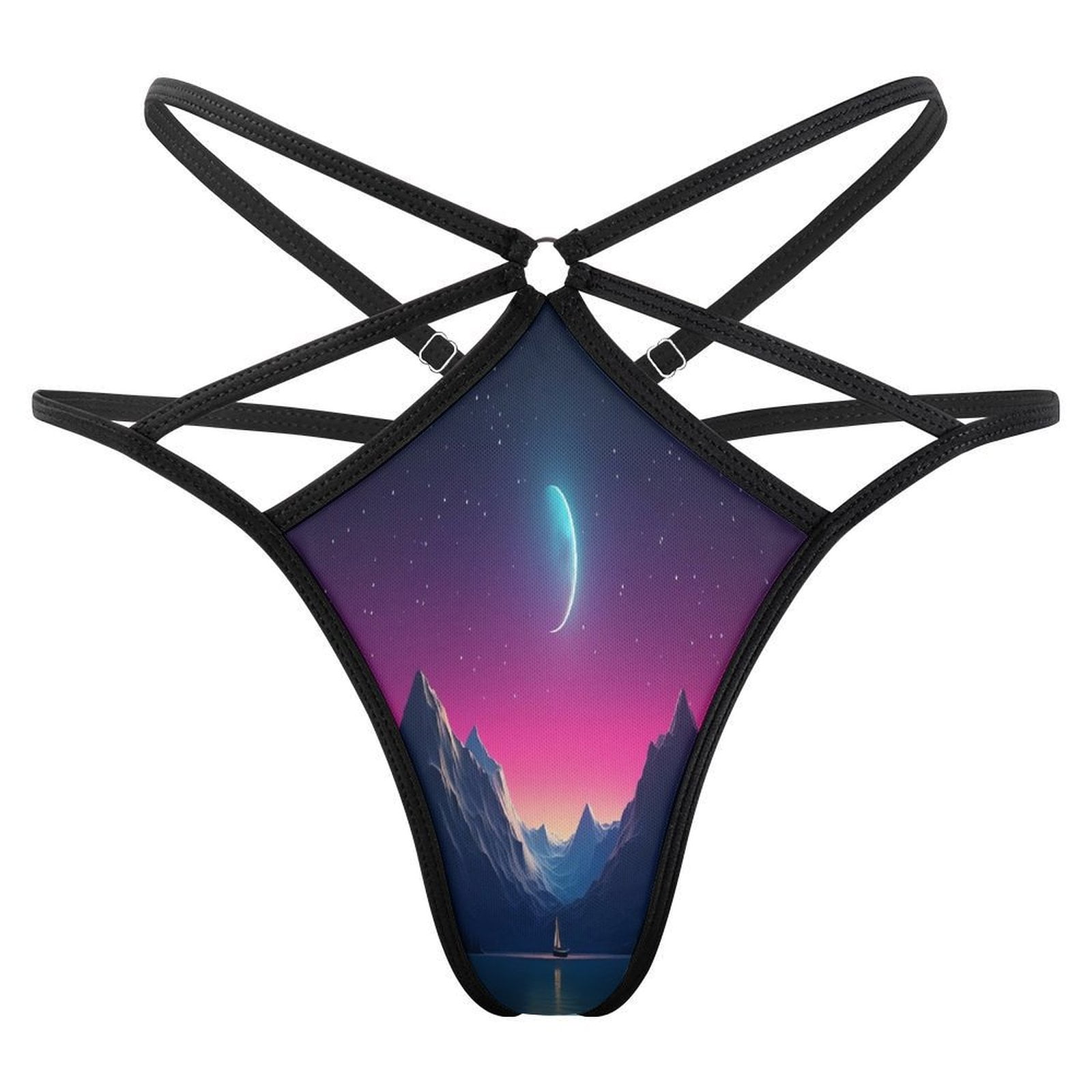 Moonlit Nights, Lakes, Boats, Nature Open Type Women's Panties Crotch ...