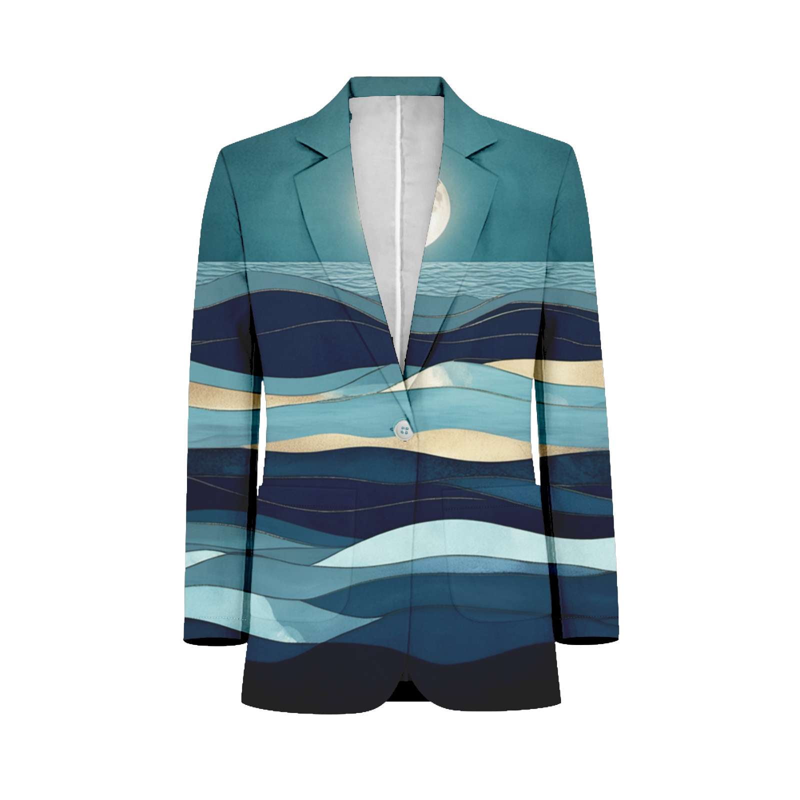 Moonlit Ocean Waves Art Print Customized Men's Suits full man Shawl ...