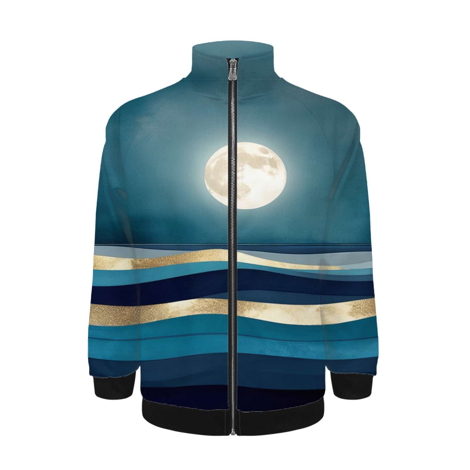 Moonlit Ocean Waves Art Print Jacket Men's Street Cool Long Sleeves ...