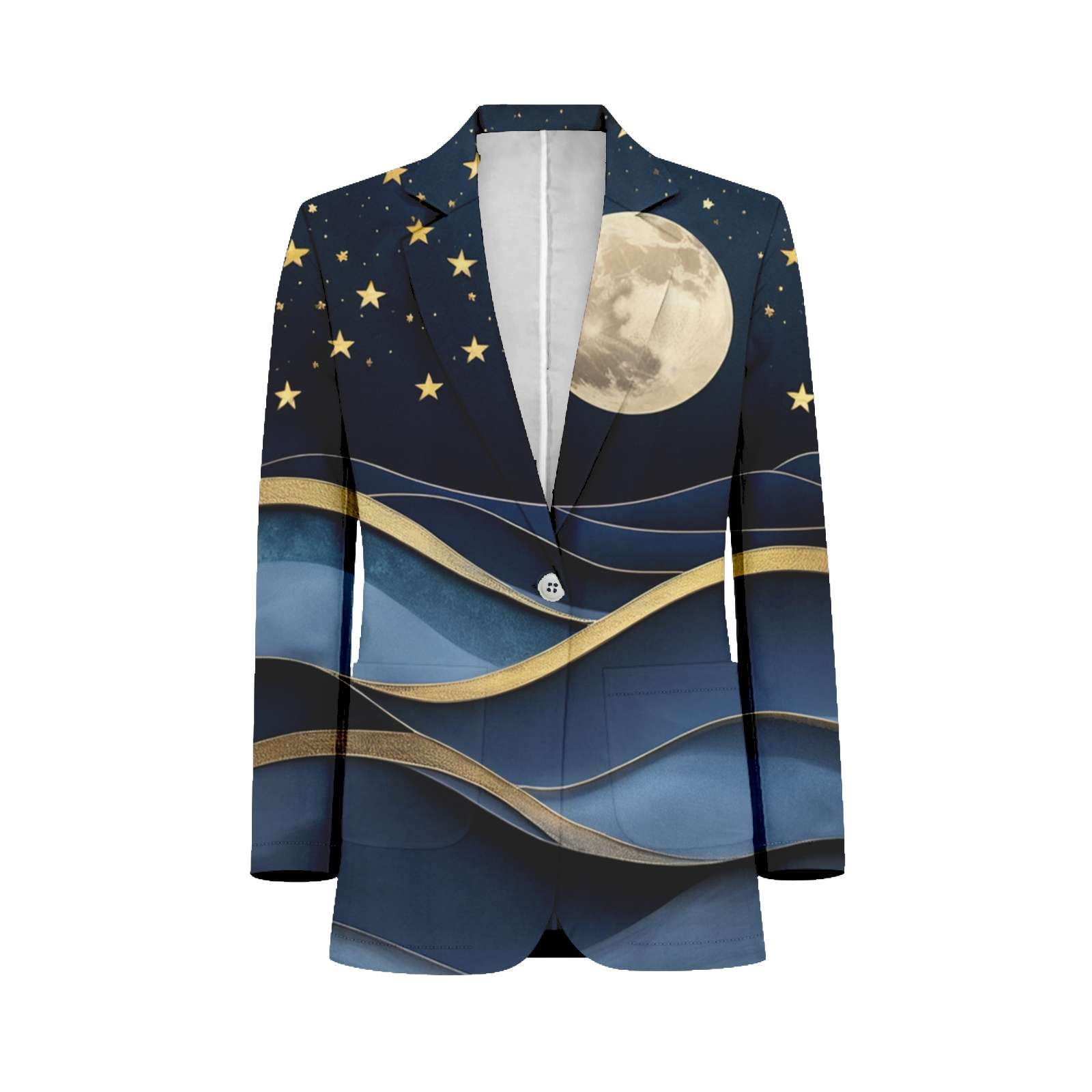Moonlit Ocean Waves Customized Men's Suits full man Shawl Collar ...