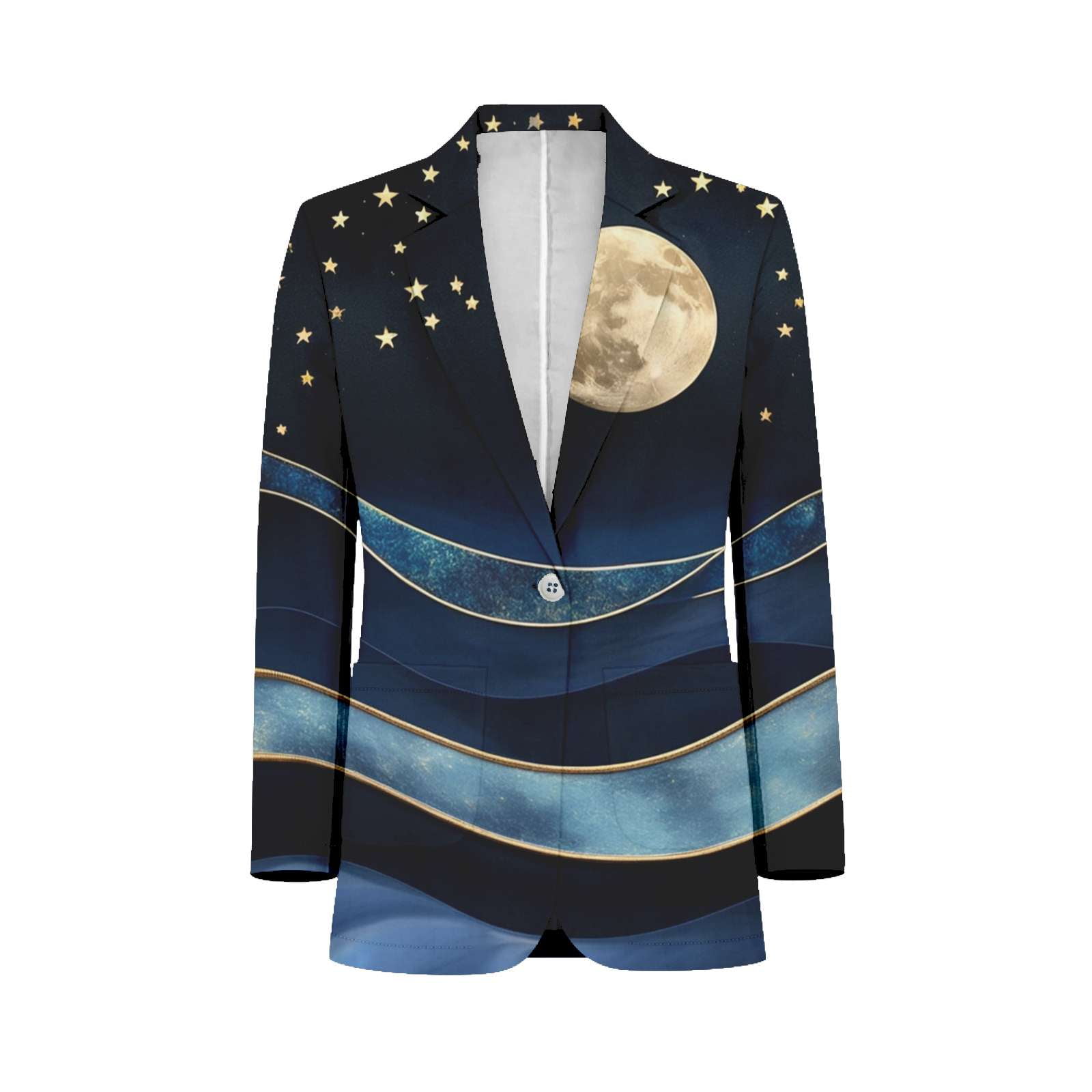 Moonlit Ocean Waves Customized Men's Suits full man Shawl Collar ...
