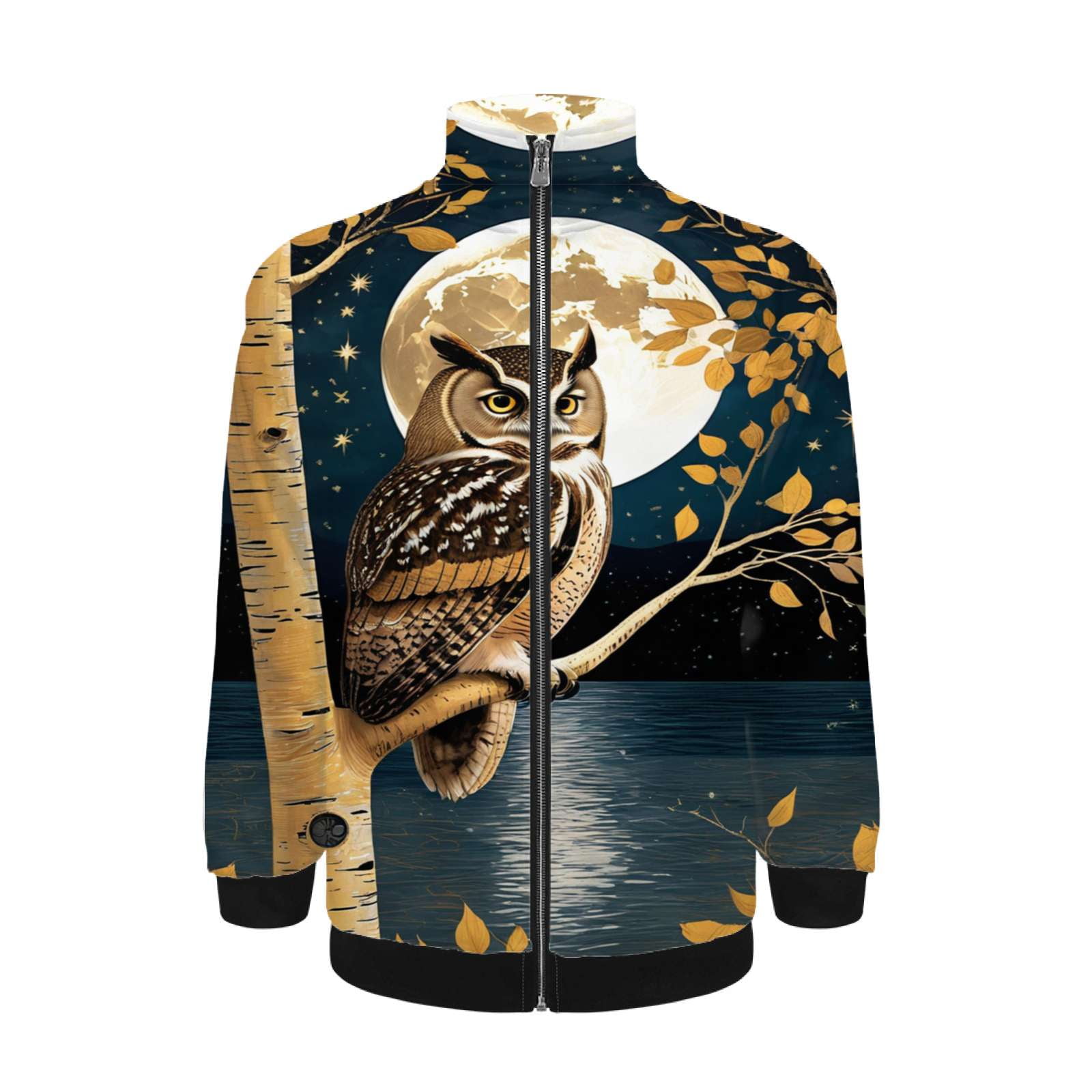 Moonlit Owl Forest Night Jacket Men's Street Cool Long Sleeves Coat ...