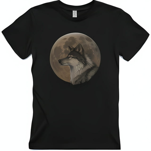 Moonlit Silver Fox Fantasy Art Black T-Shirt Vector Illustration ...