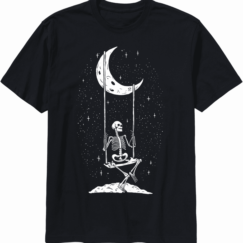 Moonlit Skeleton Swing Gothic Moon Dance Gothic Sky T-Shirt - Walmart.com