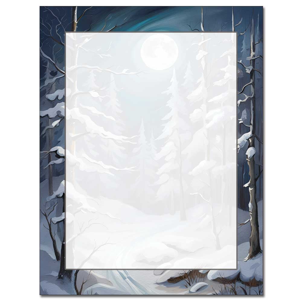 Moonlit Snow Letterhead Printer & Copy Christmas, Holiday Paper, 100 ...