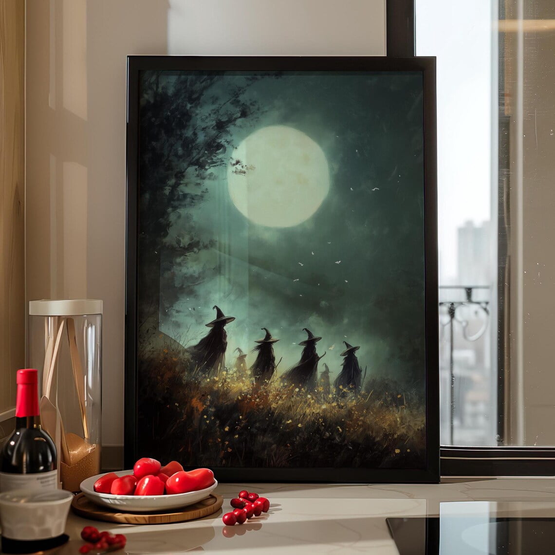 Moonlit Witches Coven Wall Art Misty Field Mystical Decor, Stretched ...