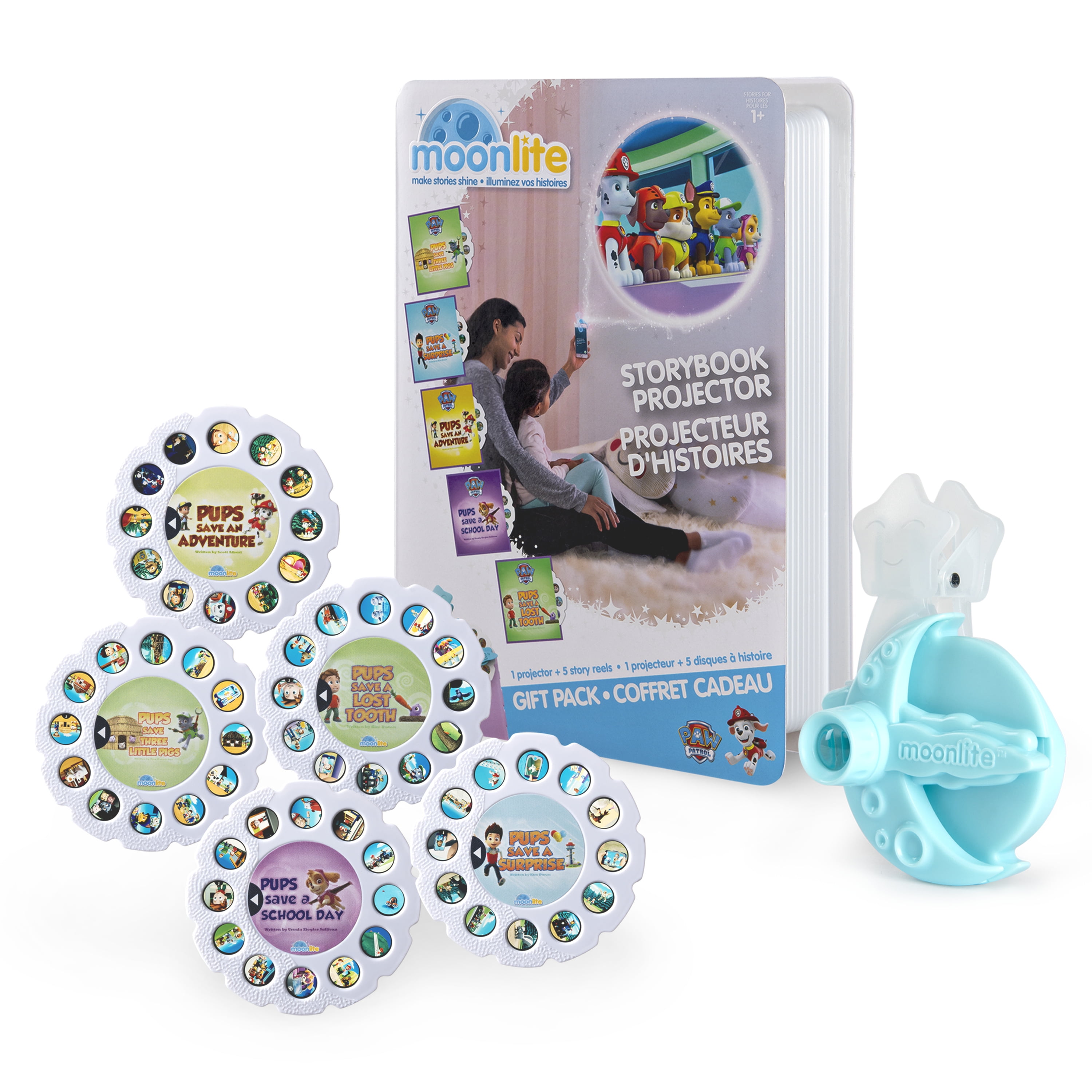 Moonlite, PAW Patrol Gift Pack with Storybook Projector for Smartphones and 5 Story Reels ...