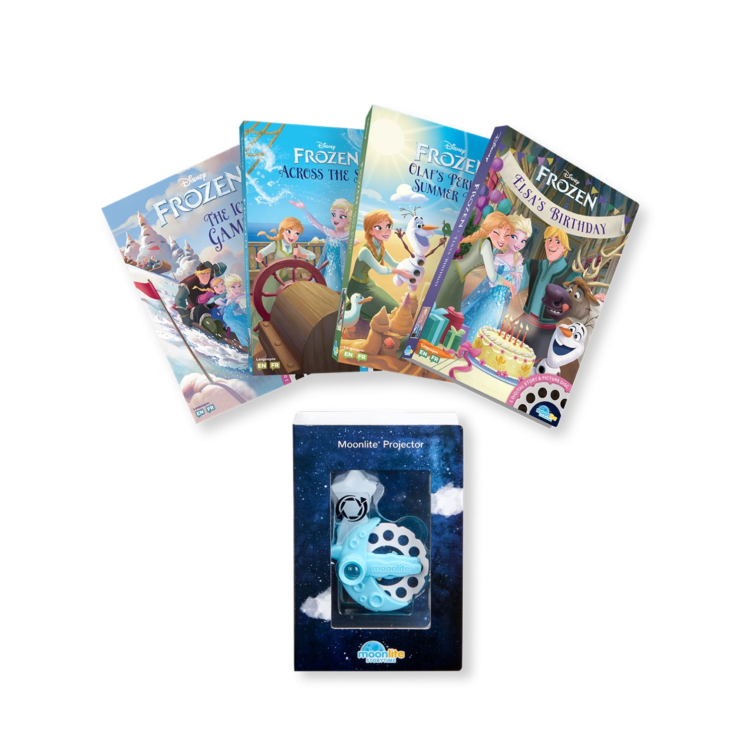 Disney Frozen Moonlite, 4-Book Set & Projector - Elsa, Ice Game, Across ...