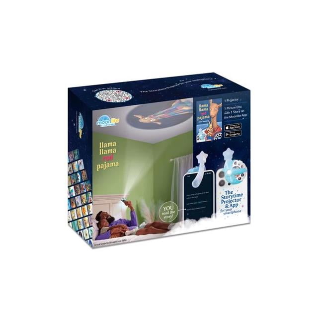 Moonlite Storytime 9108310 Llama Red Pajama Story Projector, Blue ...