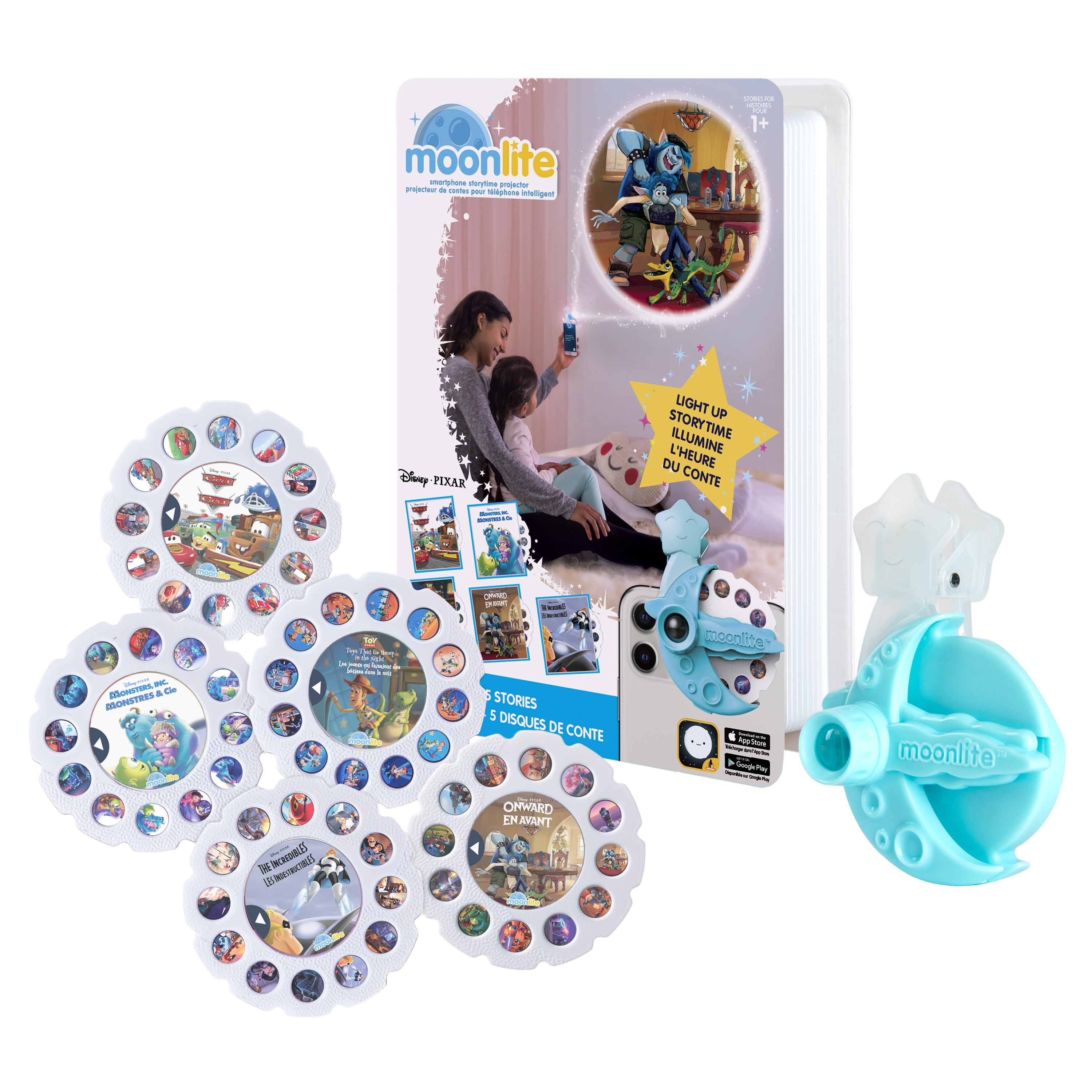 Moonlite Storytime Projector Gift Pack with 5 Pixar Movie Stories for ...
