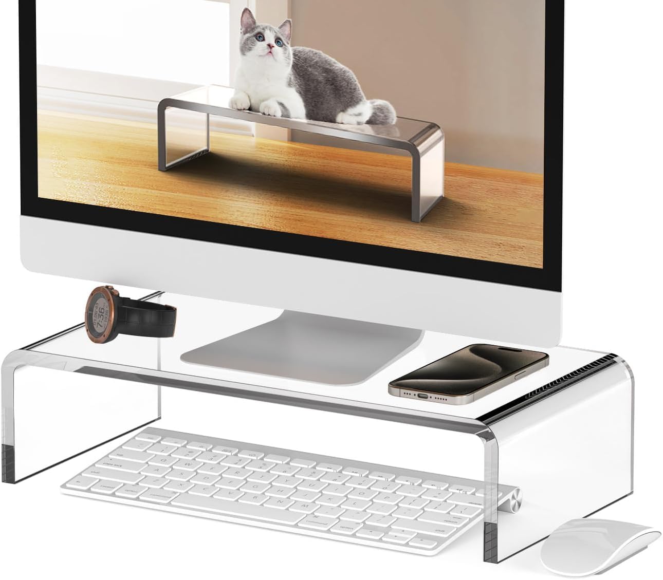 Moonmen Acrylic Clear Monitor Stand Riser Acrylic Laptop Stand Riser PC ...