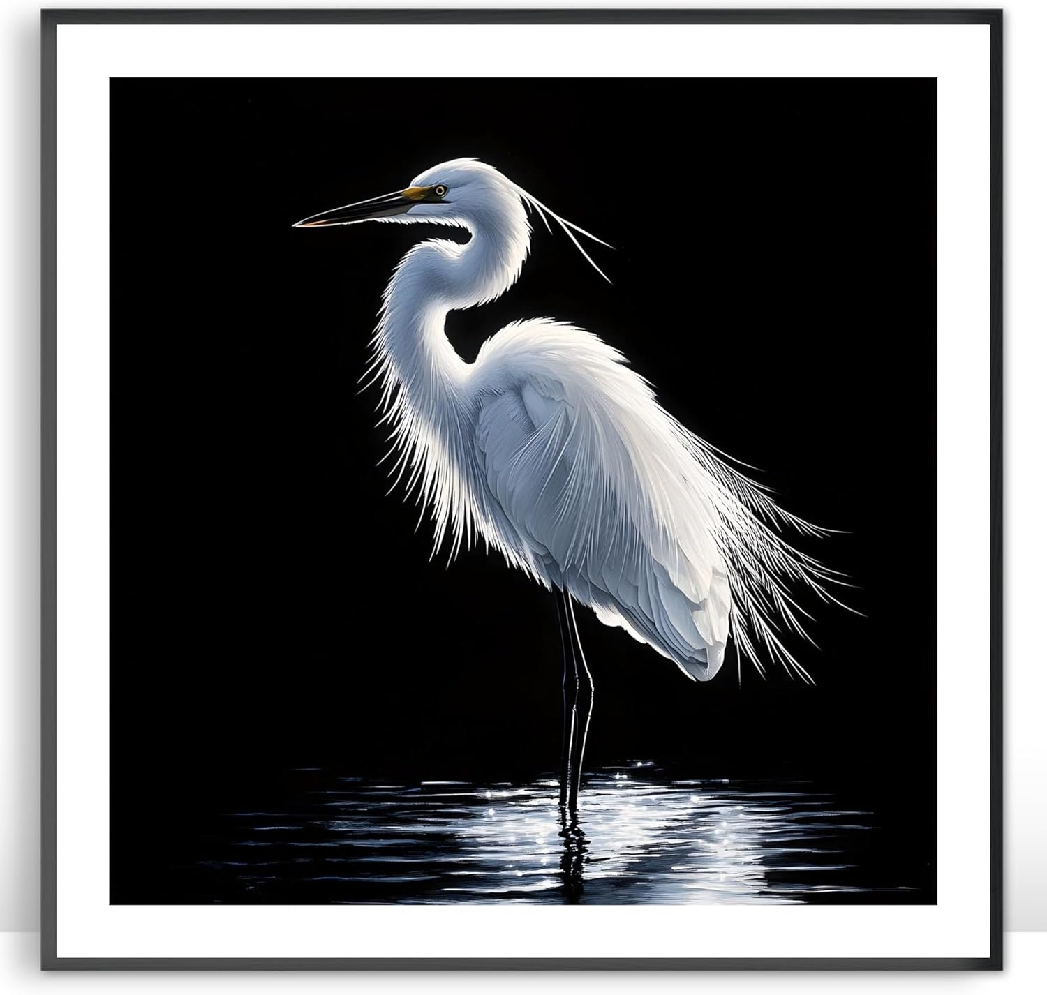 Moonow7 Egret Wall Art Prints, Large Serene Bird Poster for Bedroom or ...