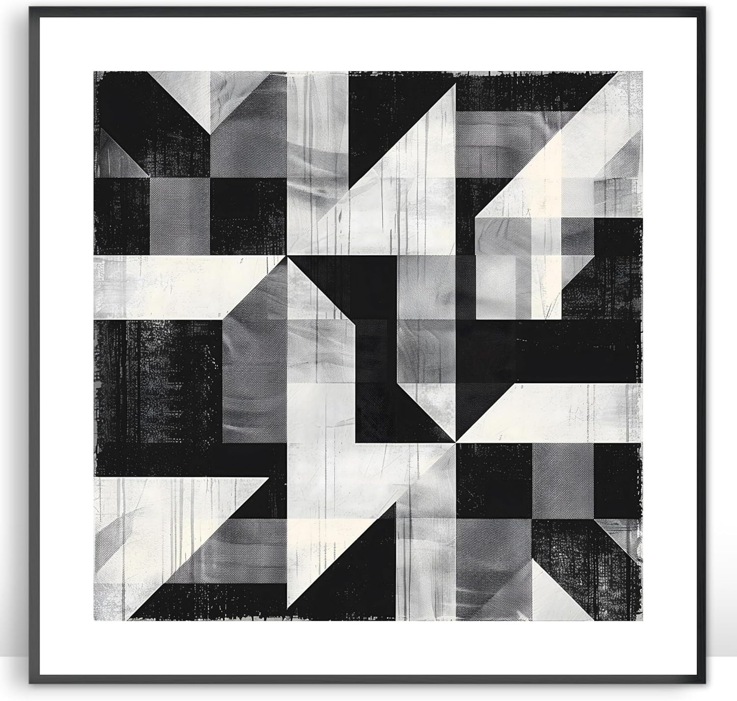 Moonow7 Nordic Geometric Poster, Black and White Abstract Wall Art ...