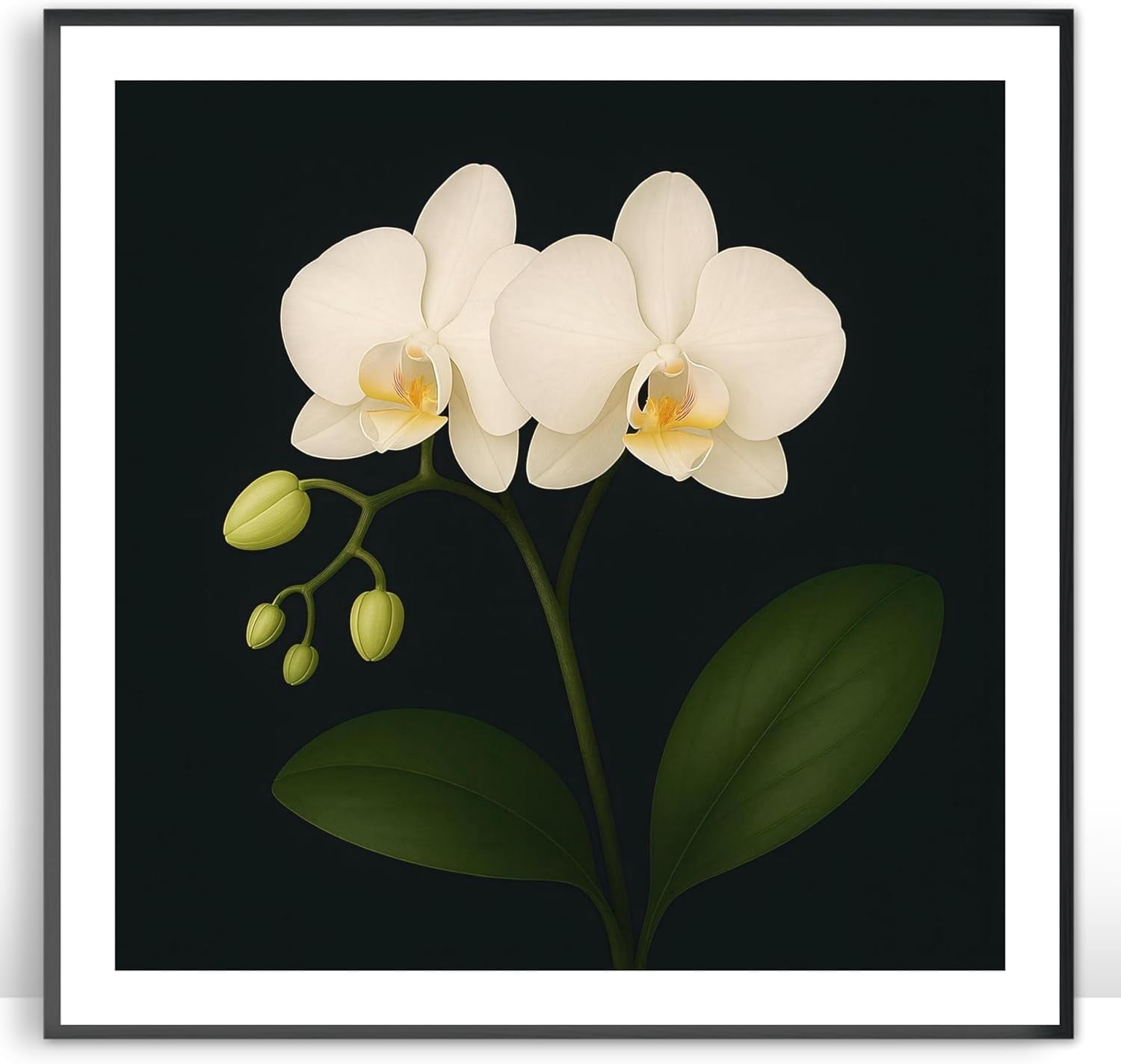 Moonow7 White Orchid Wall Art Prints, Zen-Inspired Floral Poster for ...