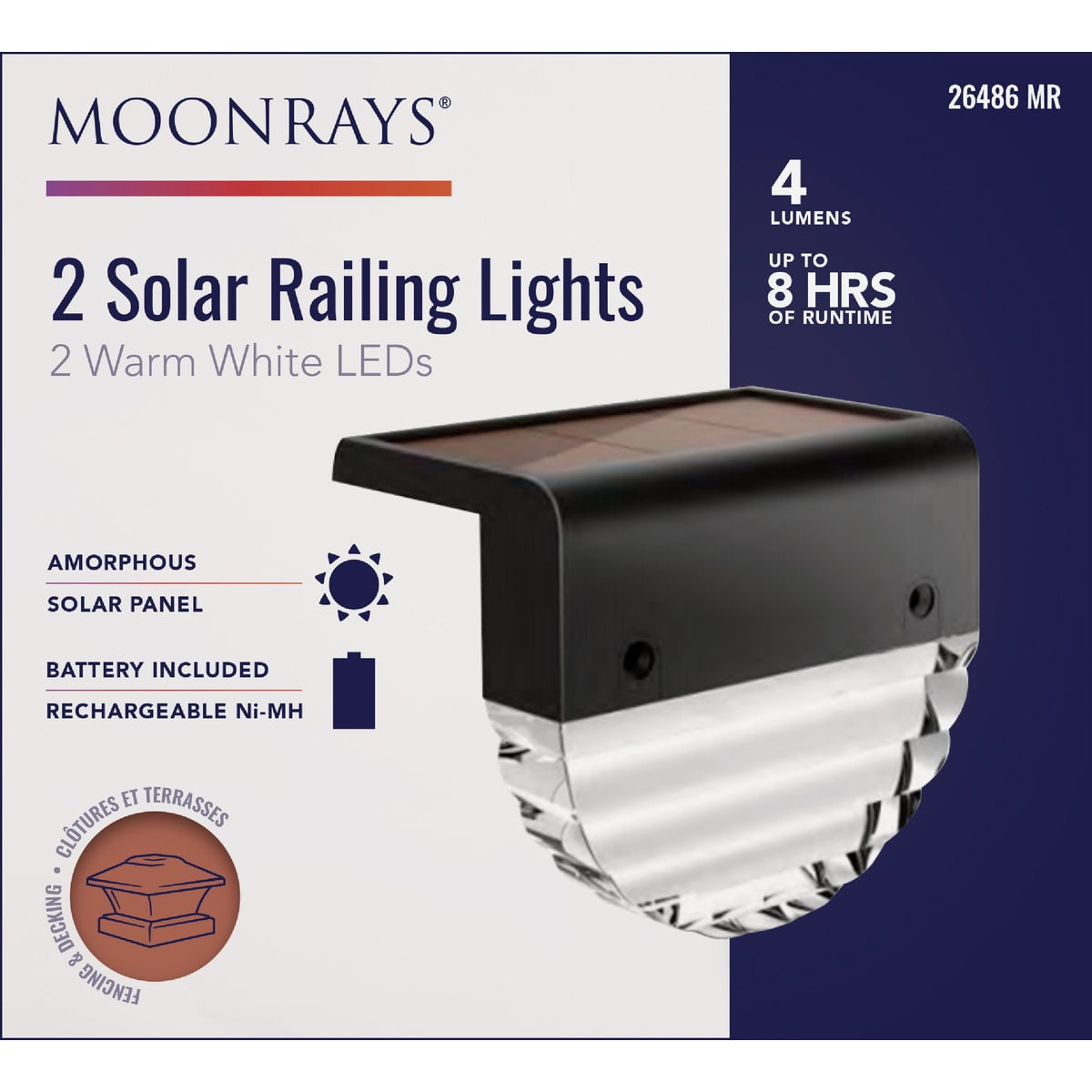 Moonrays 3.54 In. L. Black LED Solar Railing Light (2-Pack) 26486 ...