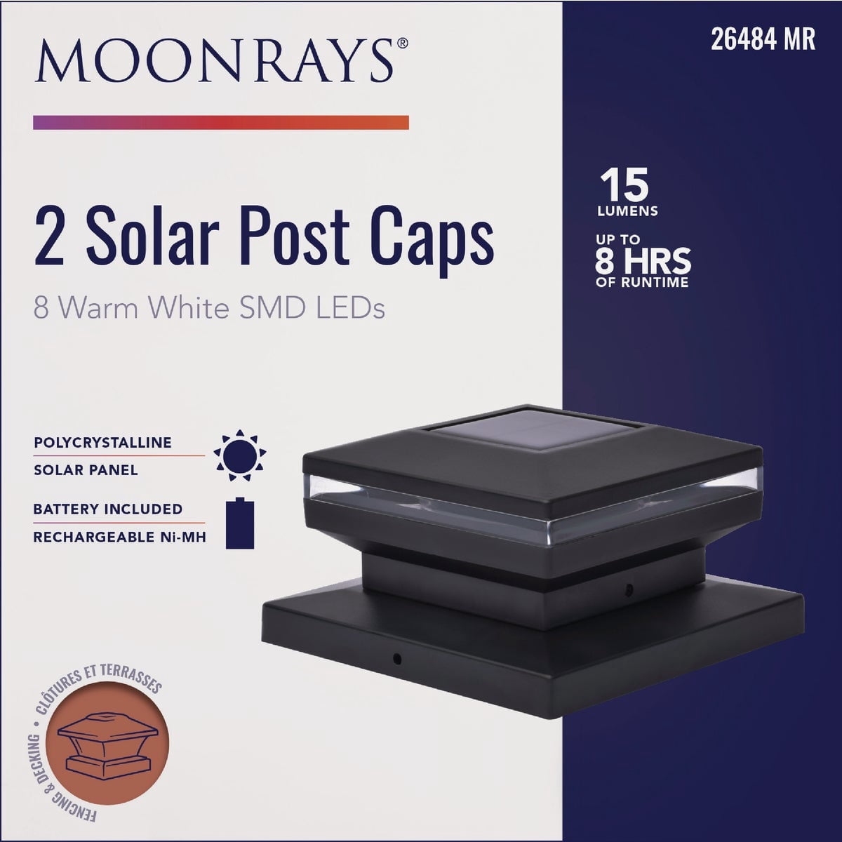 Moonrays LED Solar Post Cap Light - Black, 4 x 4, 2 Pack - Walmart.com