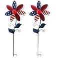 Moonrays 96354 Patriotic Pointed Flower Windmill Solar Stake Light, 2 ...