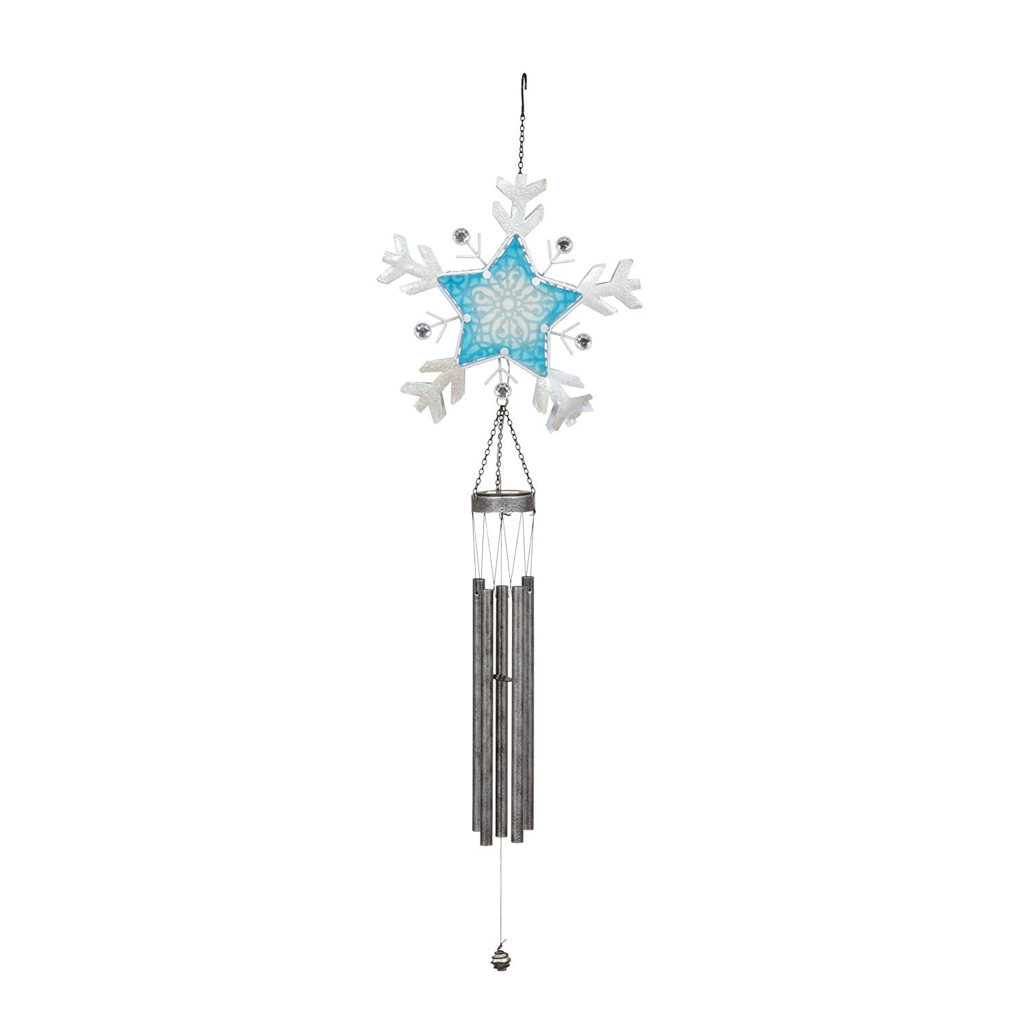 Moonrays 97034 Solar Outdoor Winter Snowflake Wind Chime - Walmart.com