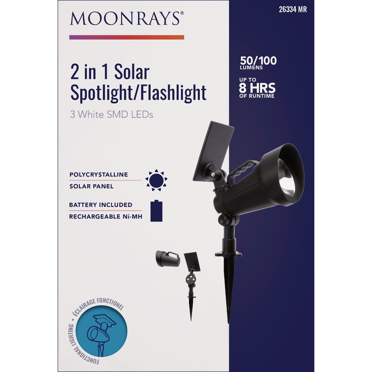 Moonrays Black SMD LED 2-In-1 Solar Spotlight/Flashlight 26334 ...