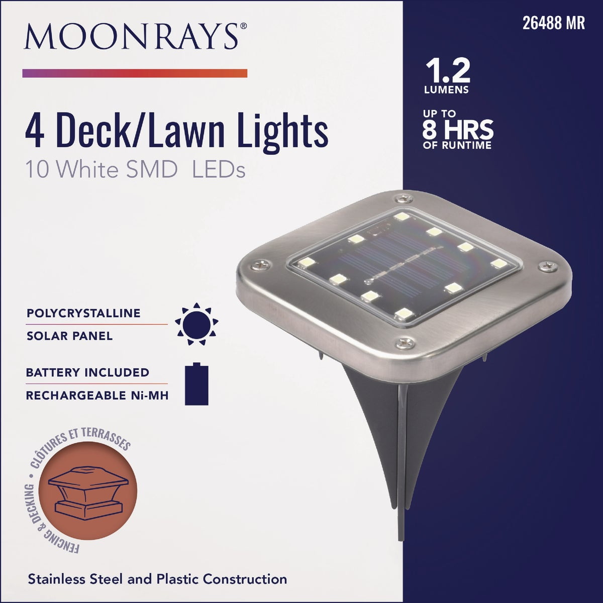 Moonrays SMD LED Solar Square Deck/Lawn Light (4-Pack) 26488 - Walmart.com